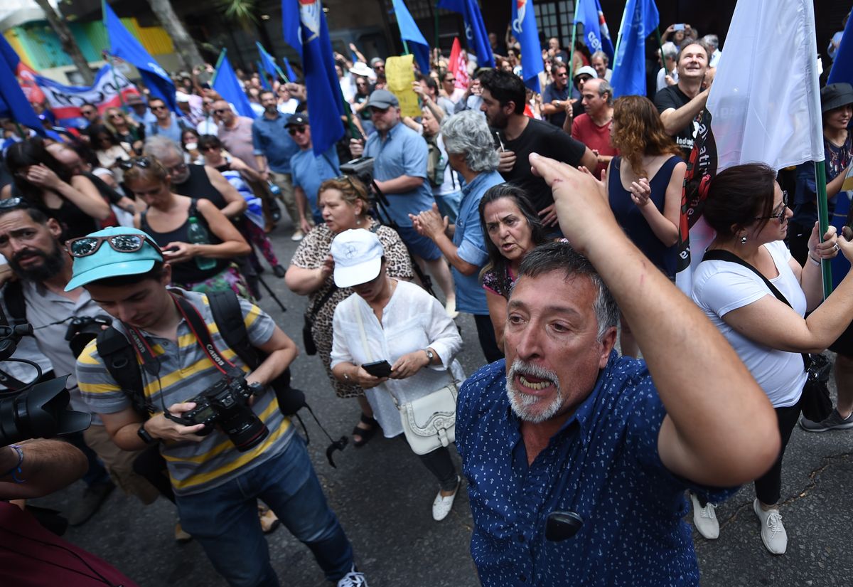 Así fue la acción del Pit-Cnt en solidaridad con Argentina