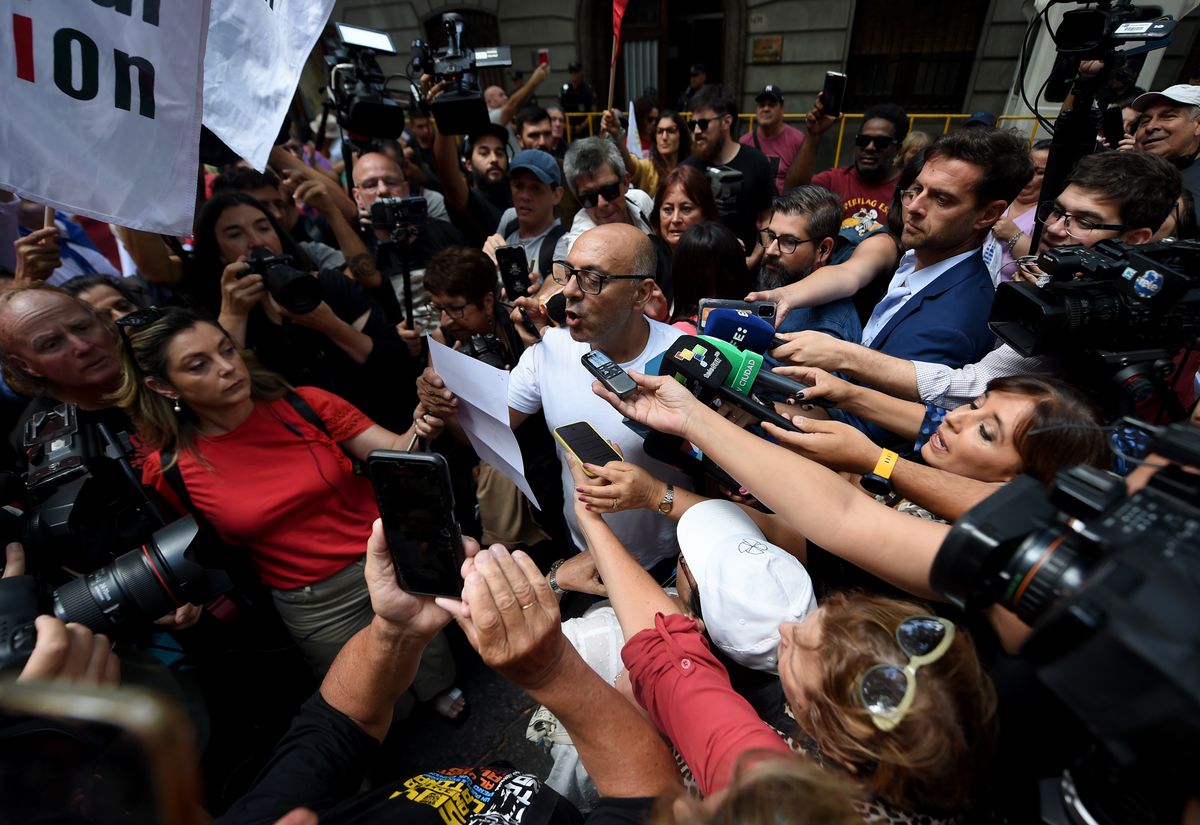 Así fue la acción del Pit-Cnt en solidaridad con Argentina